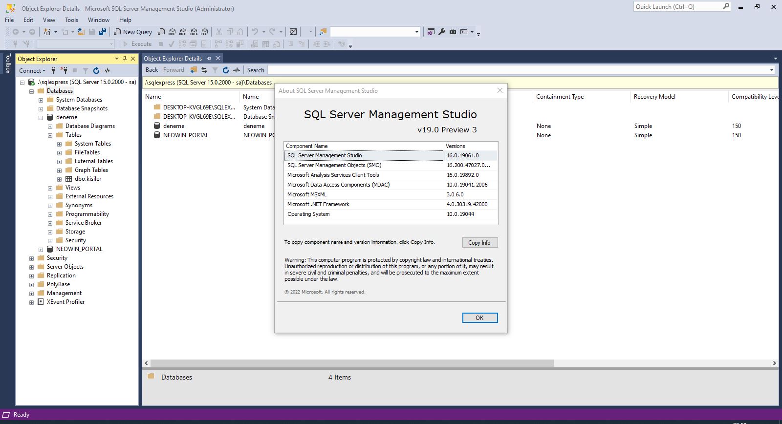 Microsoft SQL Server Management Studio ndir te